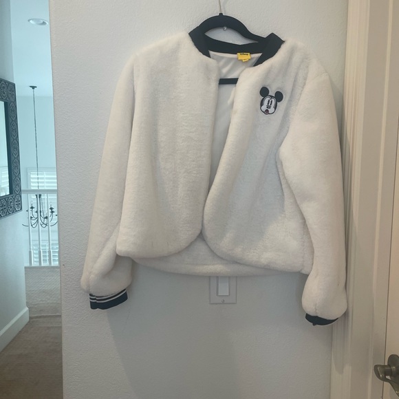 Disney | Jackets & Coats | Disney Mickey Mouse White Fluffy Soft Faux ...